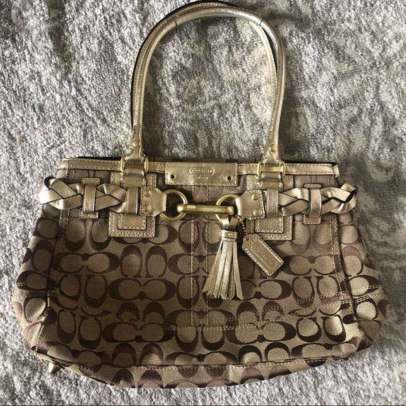 Coach | Bags | Coach Tan Gold Satchel | Poshmark